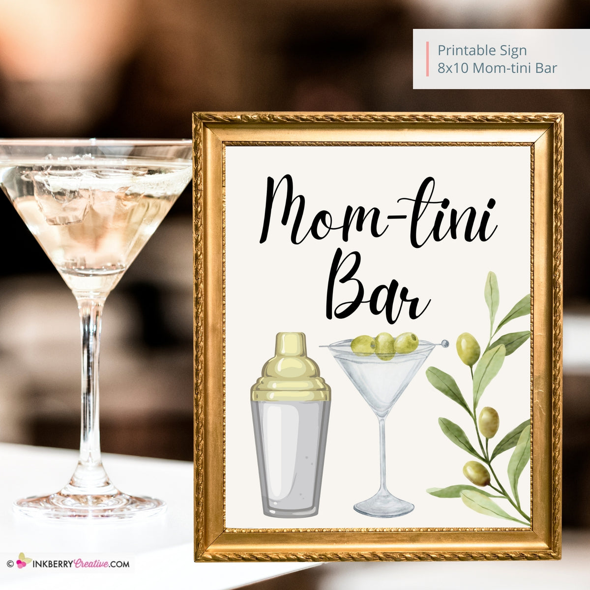 Mom-tini Martini Bar Printable Sign, Wedding, Bridal, Birthday Party M ...