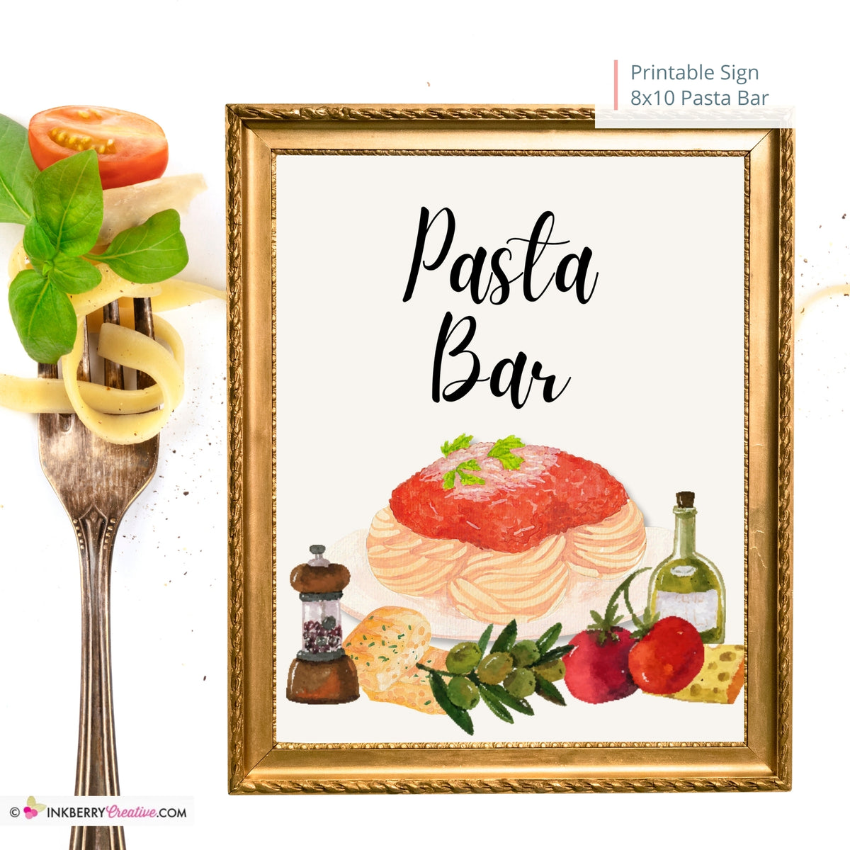 Pasta Bar Printable Sign, Wedding Sign, Bridal Baby Shower Birthday Pa ...