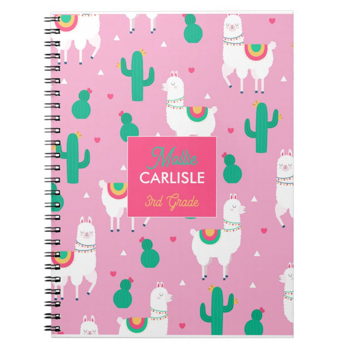 Cactus and Llama Kids Personalized, Custom Notebook - Homework, School ...