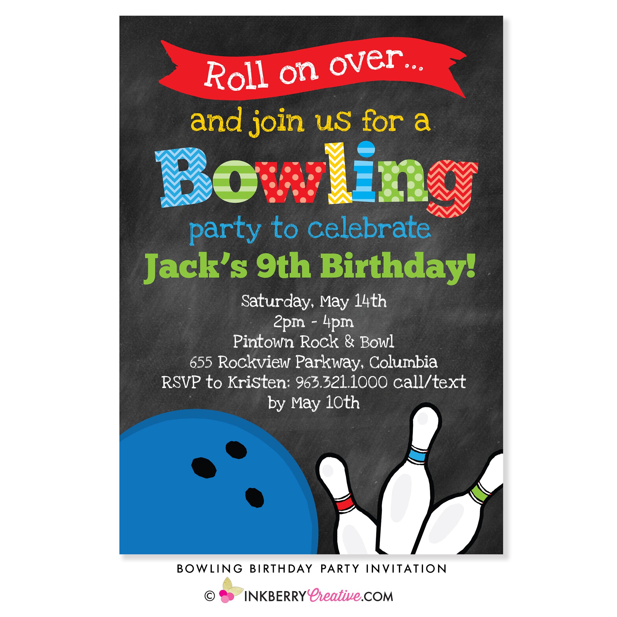 party invitations bowling