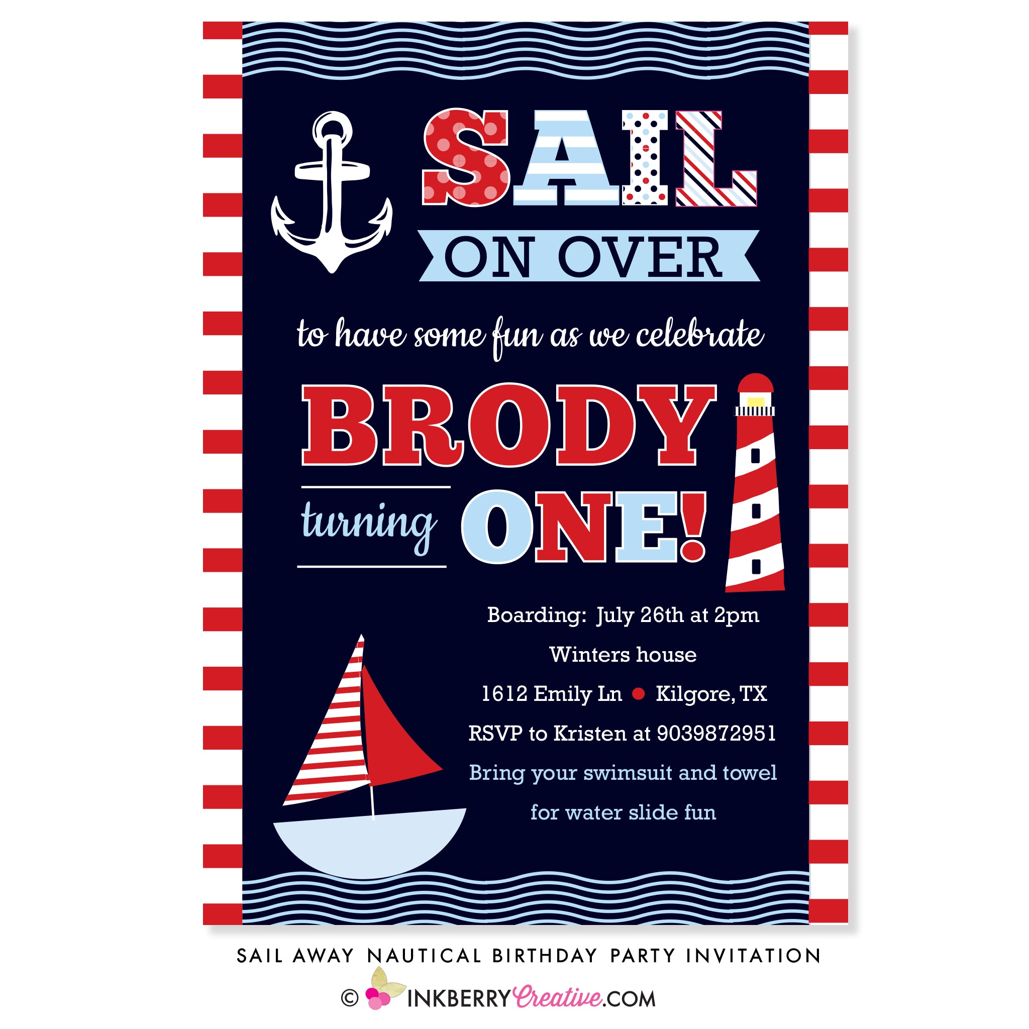 Nautical Going Away Party Sail Away Invitations, Nautical Invitations
