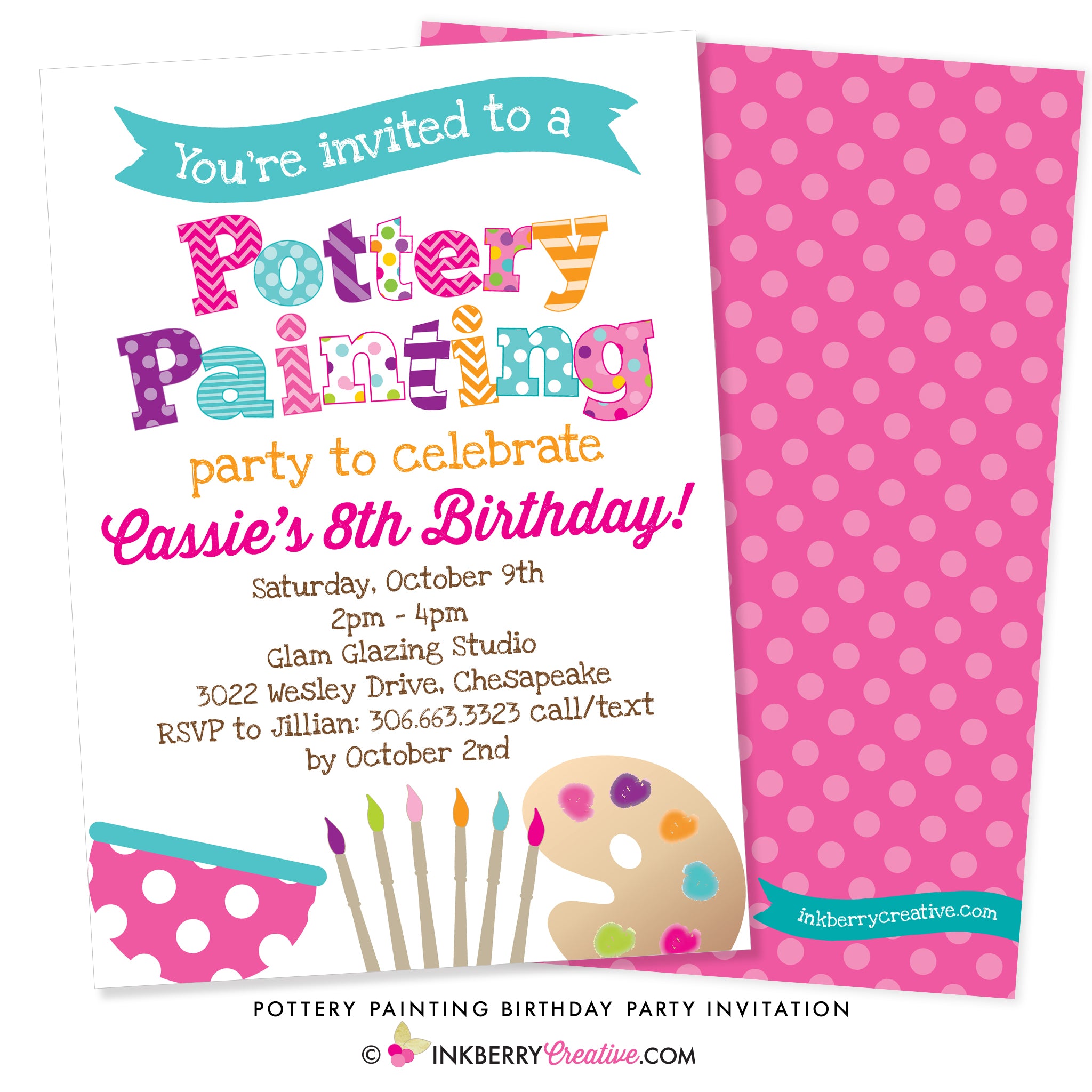 Pottery Party Theme Invitation Free Printable Painting Art And Craft