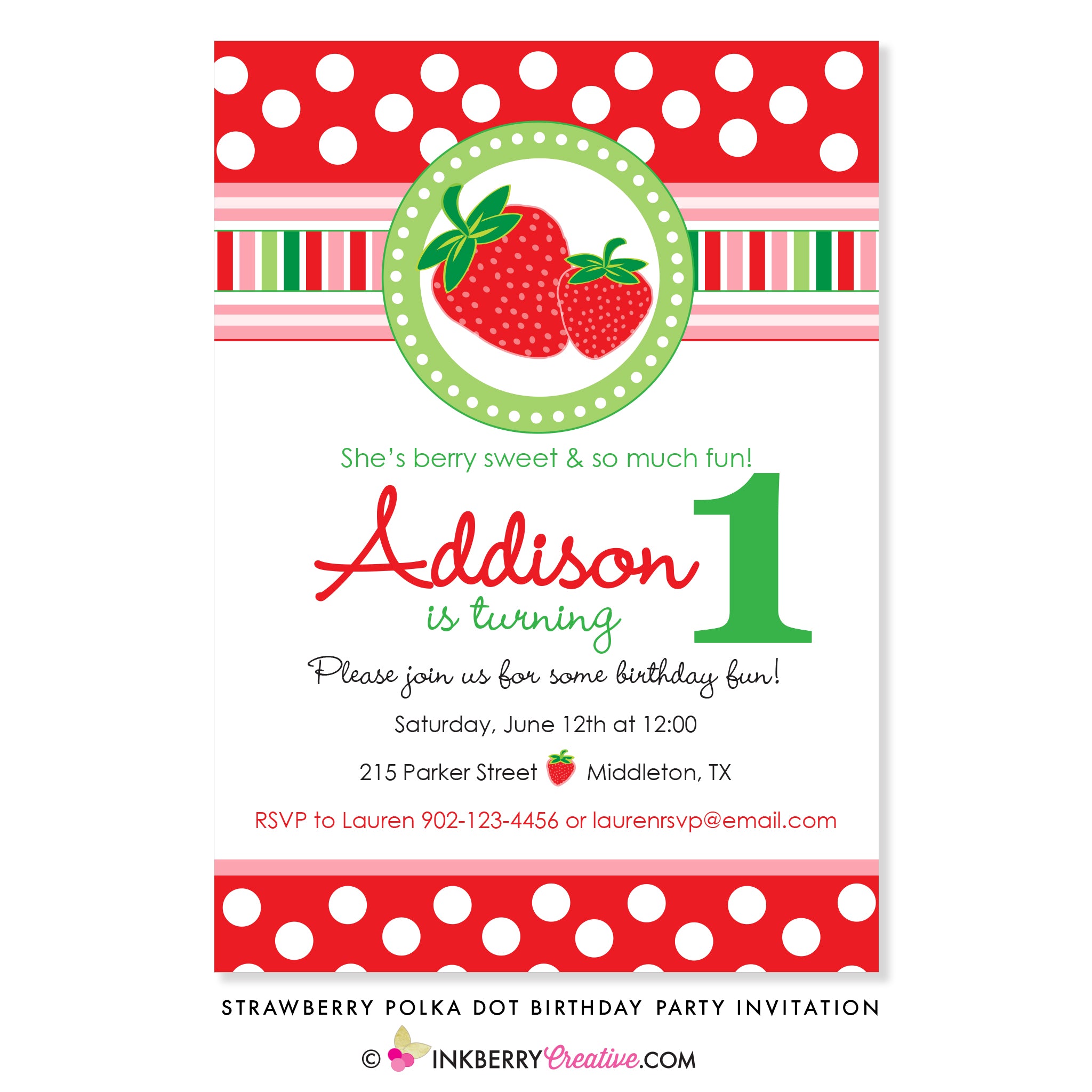 Strawberry Shortcake Blank Invitations