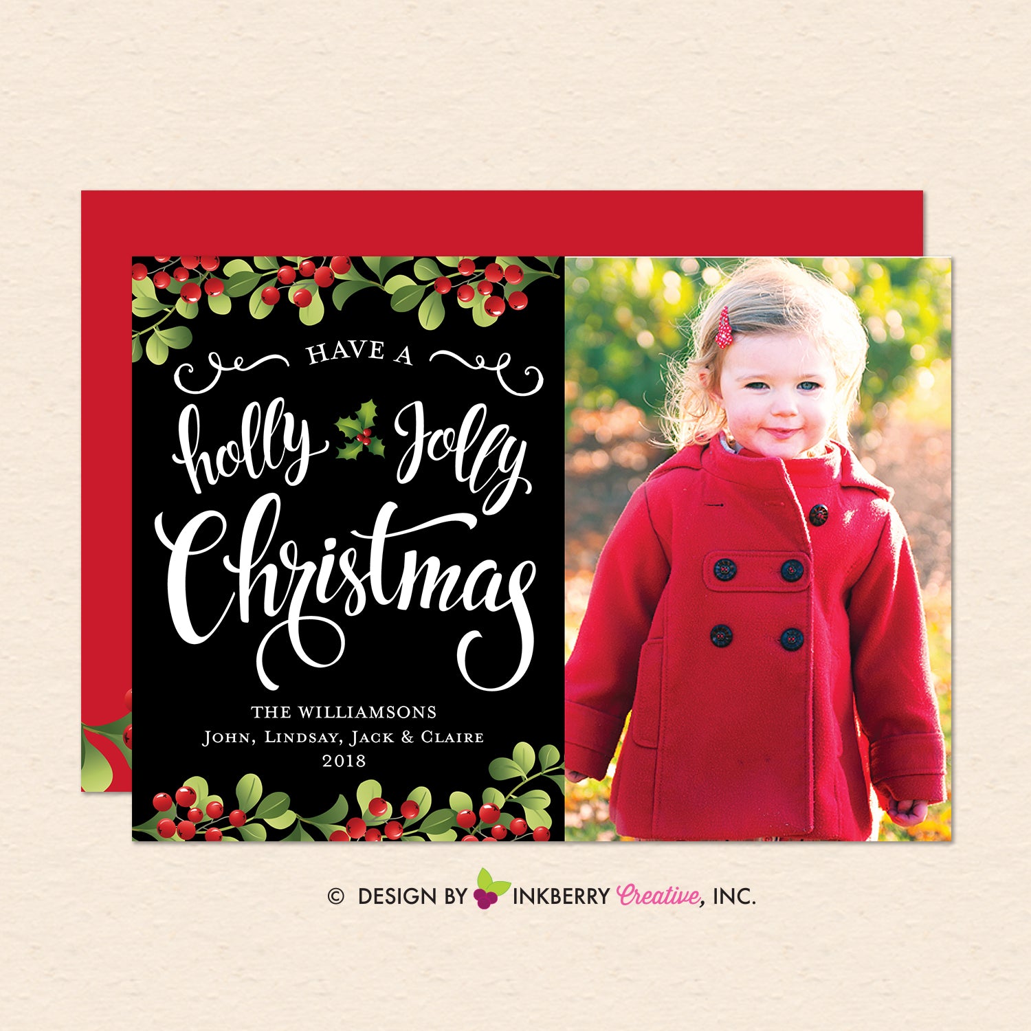 Holly Jolly Christmas Script - Christmas Photo Card – Inkberry Creative