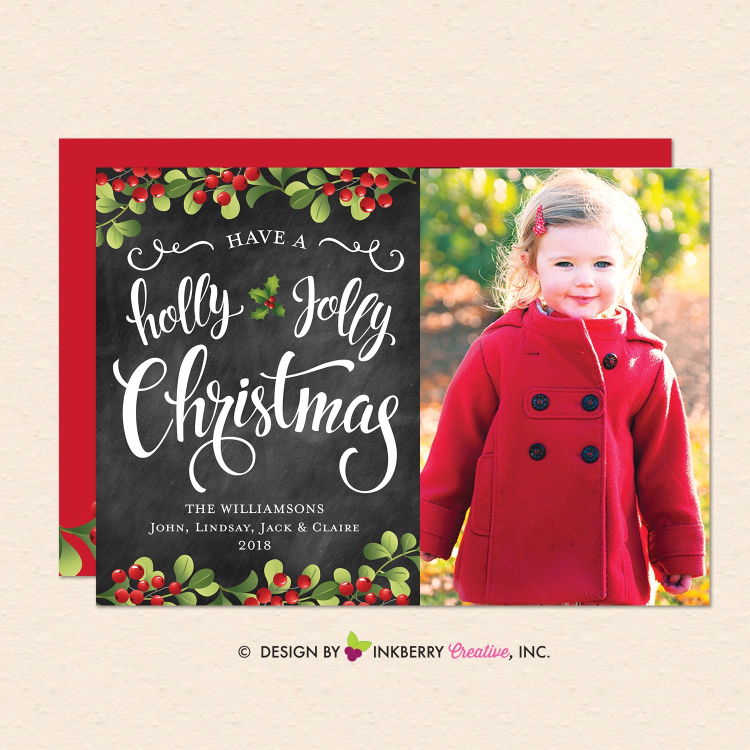 Holly Jolly Christmas Script - Christmas Photo Card – Inkberry Creative